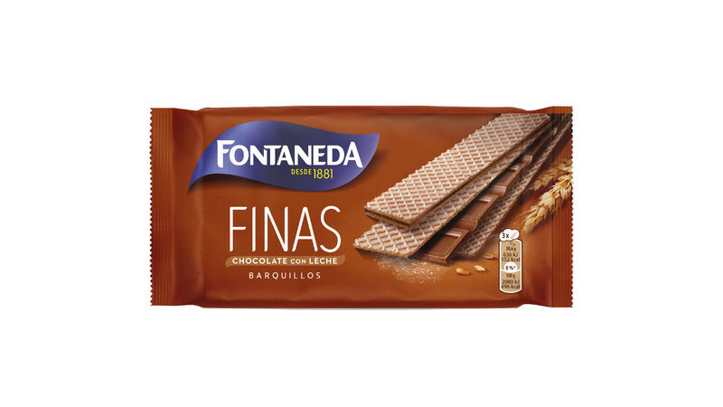 Galleta fina barquilllo de chocolate con leche Fontaneda 92g | Ahorramas