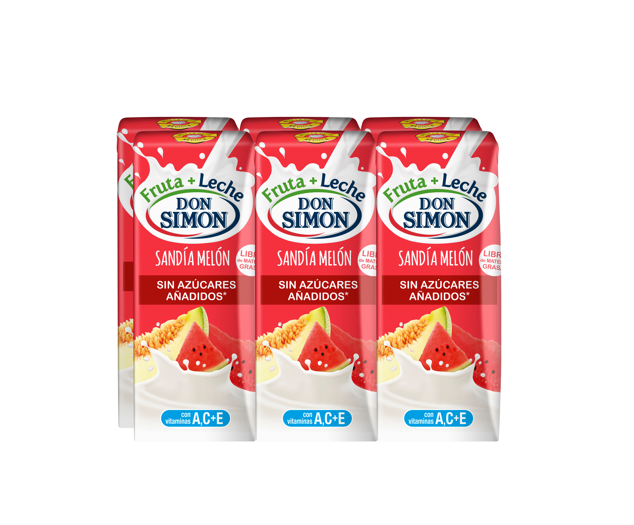 Zumo de fruta + leche zero sabor melón y sandía Don Simon Pack 6 ...