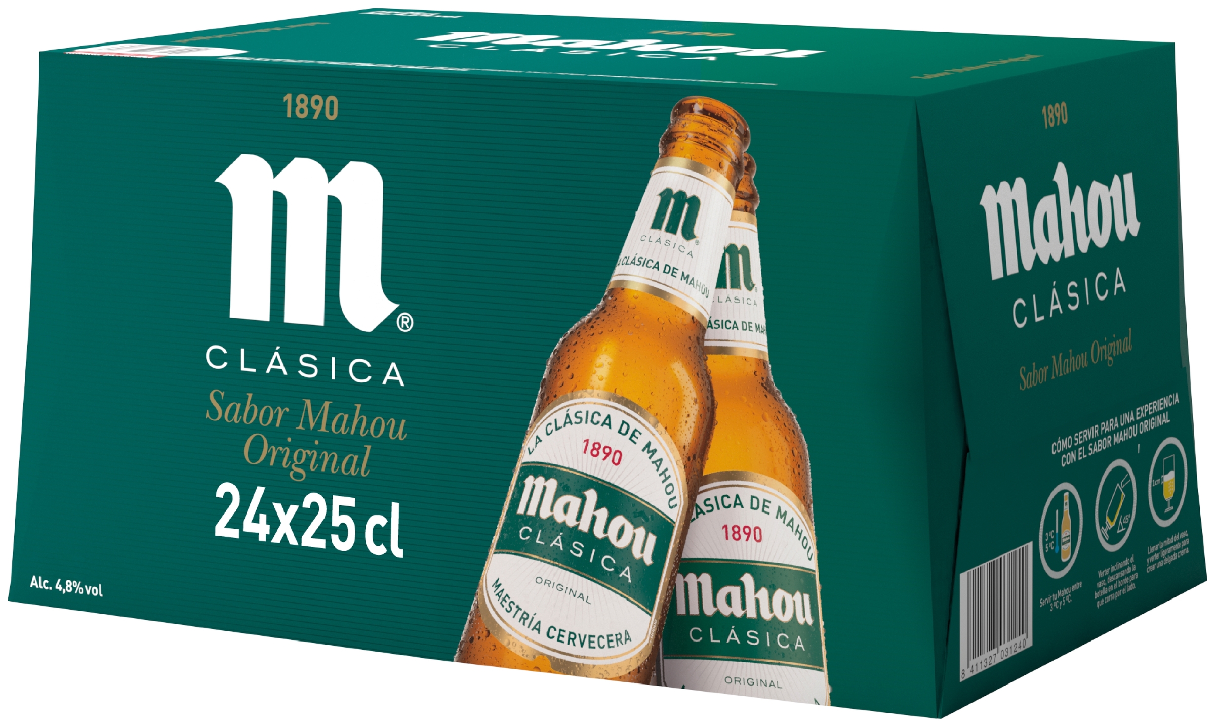 Cerveza rubia Mahou Clásica pack 24 botellas 25cl | Ahorramas