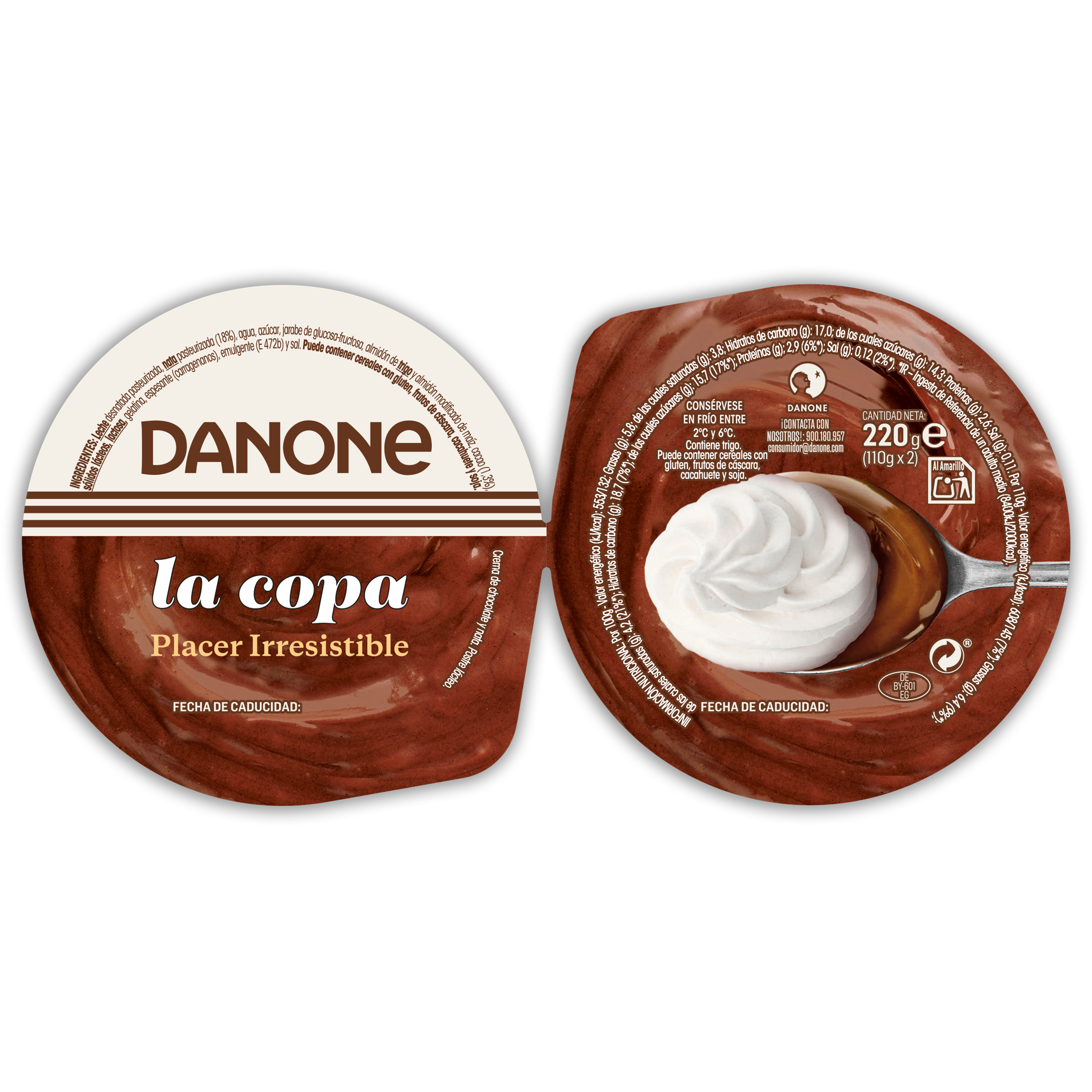 Copa de chocolate y nata Danone pack 2 | Ahorramas