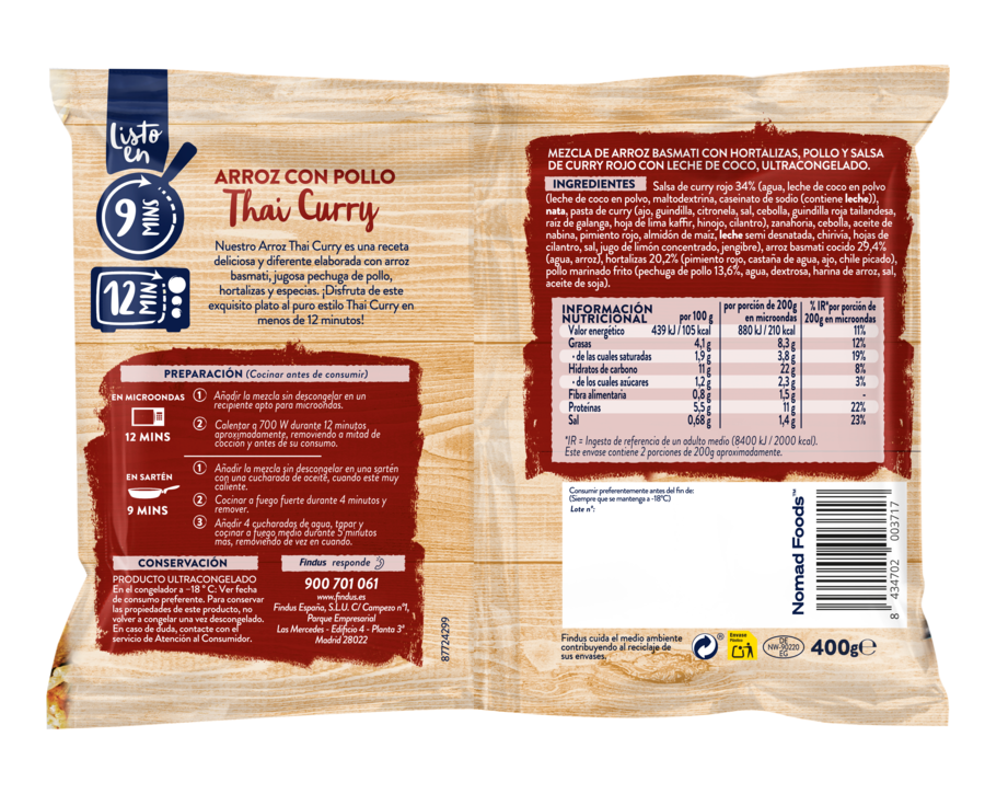 Arroz con pollo Findus 400g Thai Curry | Ahorramas