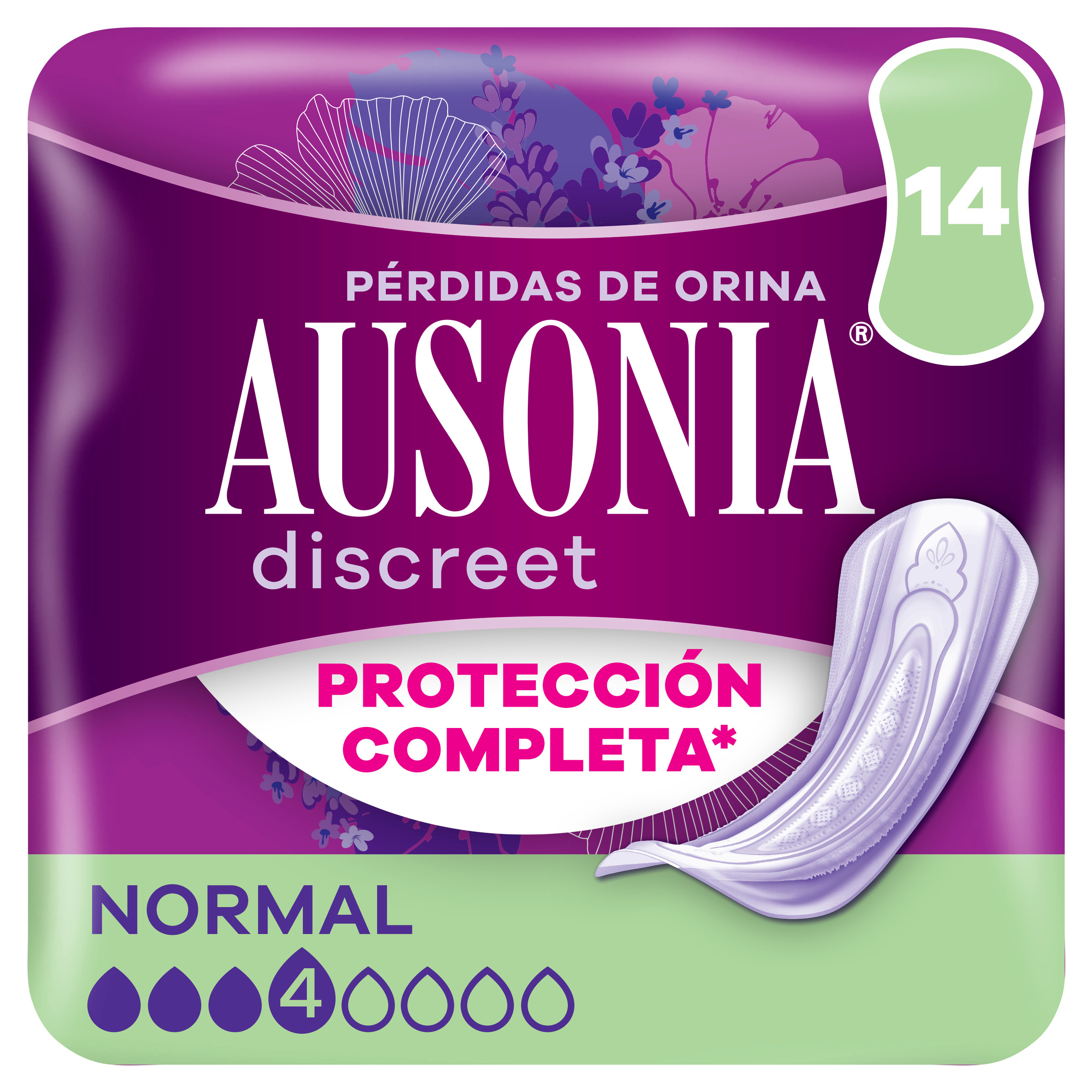 Compresa Ausonia Discreet 14 unidades normal protección completa ...