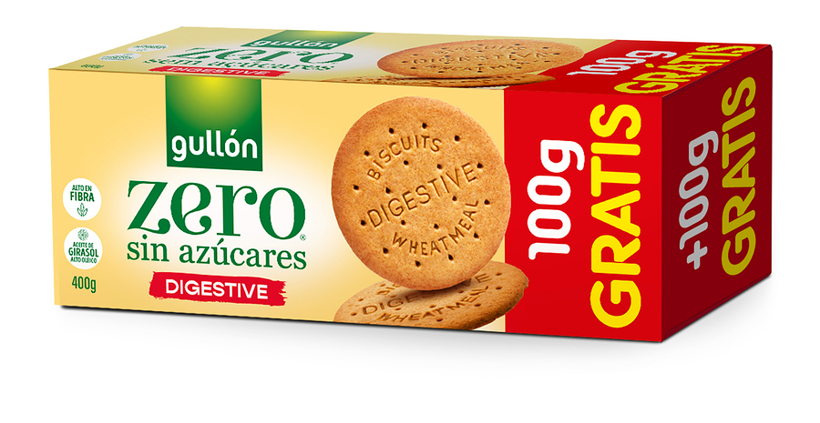 Galleta digestive zero sin azúcares Gullón 300g + 100g | Ahorramas