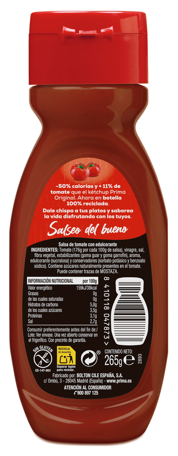 Ketchup cero Prima 265g | Ahorramas