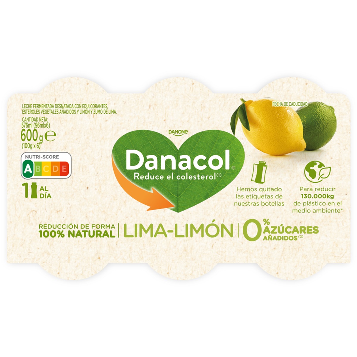 Bebida láctea Danacol colesterol pack 6 lima limón | Ahorramas