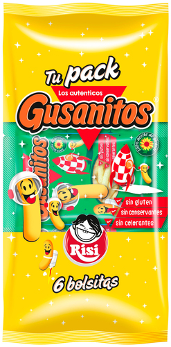 Snack de maíz sin gluten gusanitos Risi pack 6 | Ahorramas