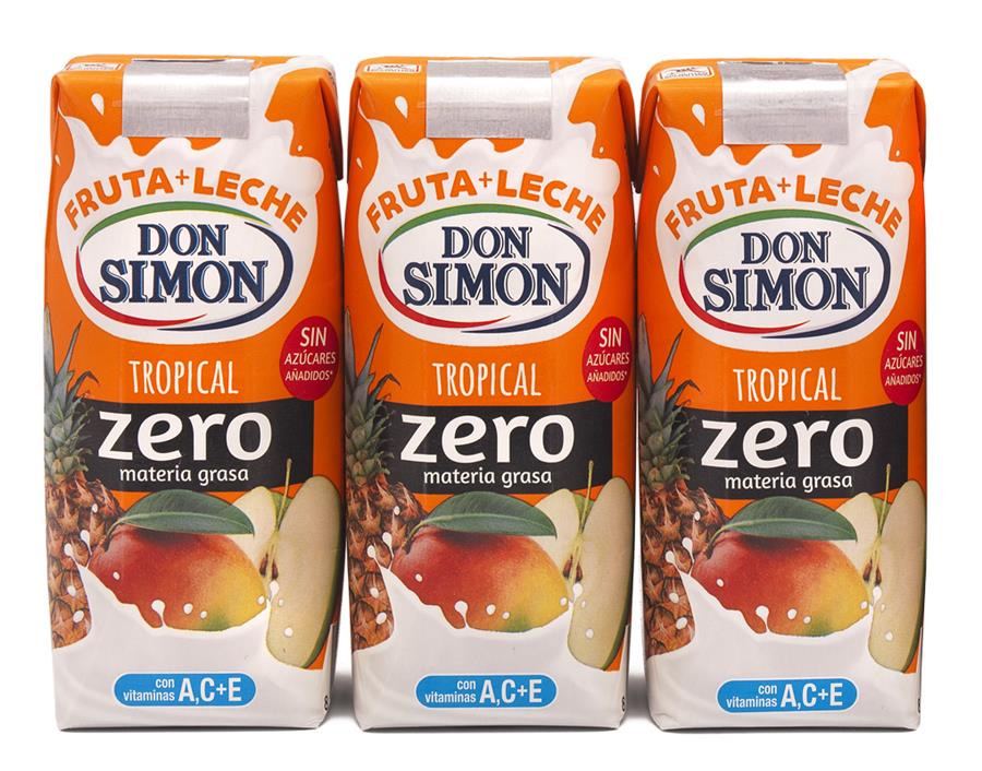 Fruta con leche sin azúcar añadido tropical Don Simon Pack 3 | Ahorramas
