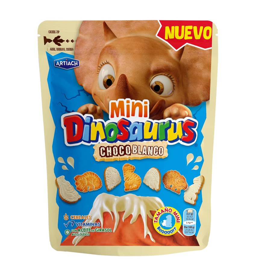 Galletas de chocolate blanco mini Dinosaurus 120g | Ahorramas