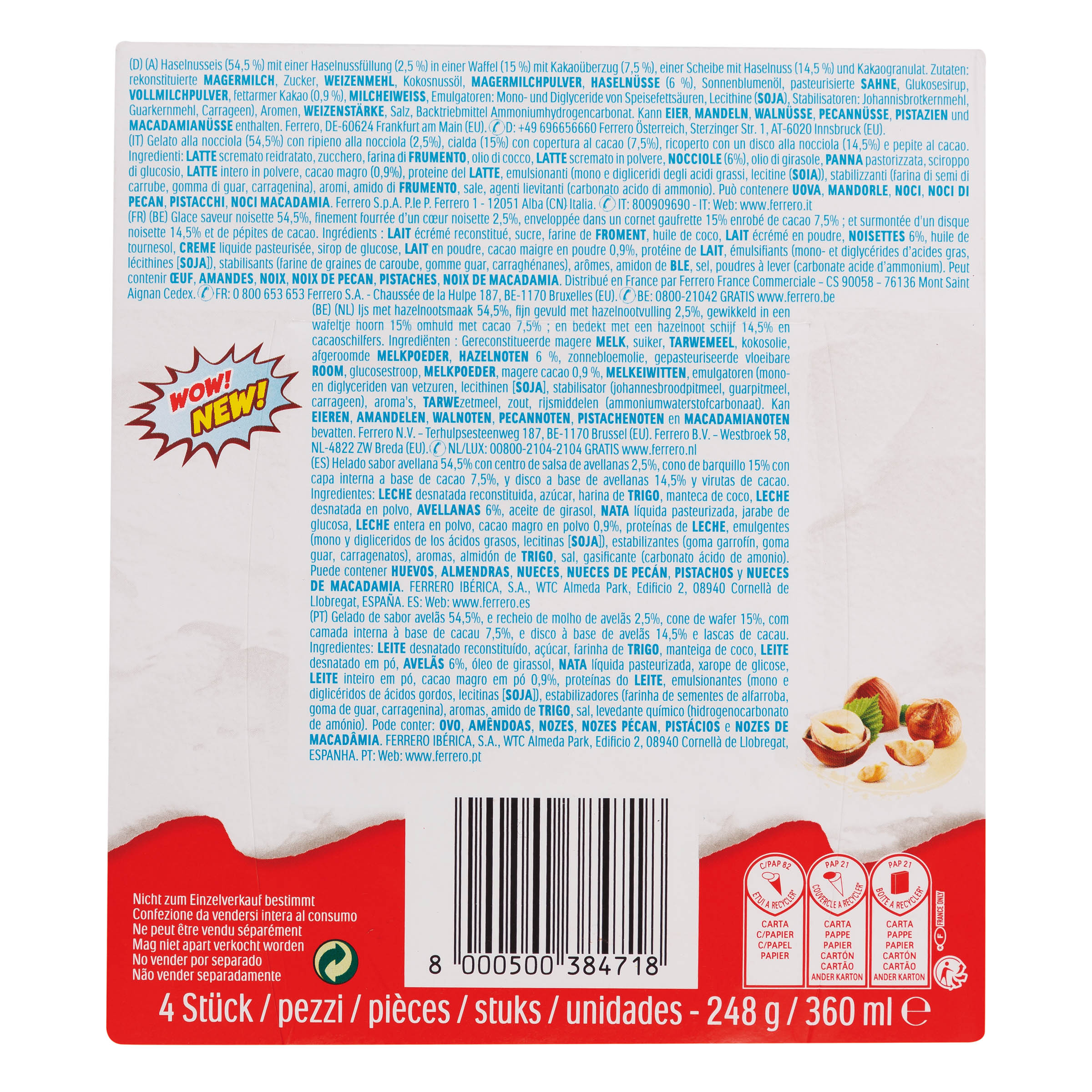 Helado cono Kinder Bueno white 4 uds | Ahorramas