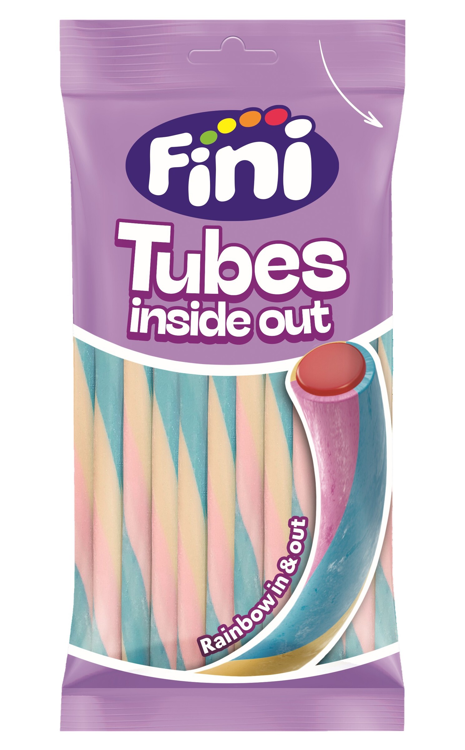Golosina tubo relleno arcoiris Fini 80g | Ahorramas