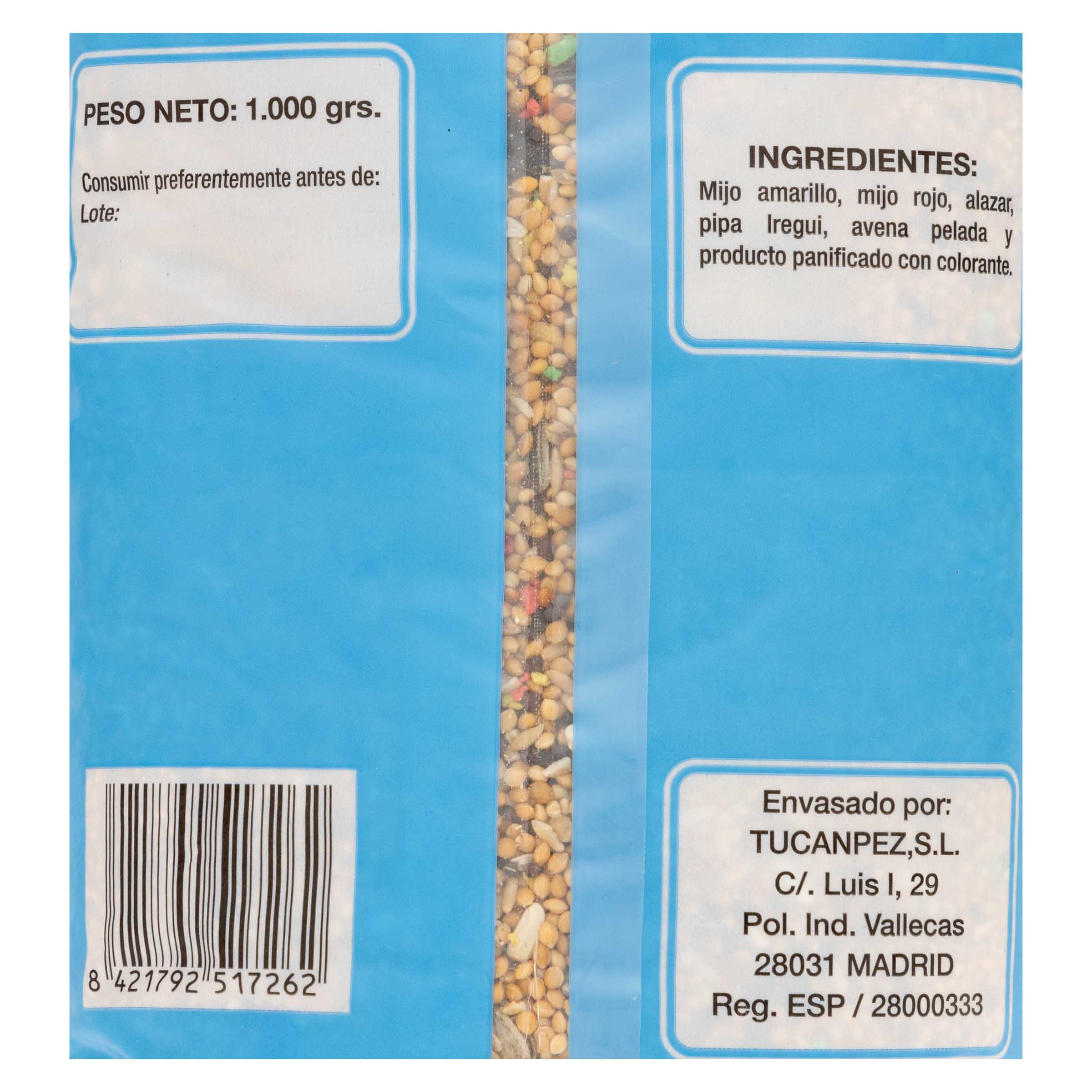 Comida para cotorras y agapornis Tucanpez 1kg | Ahorramas