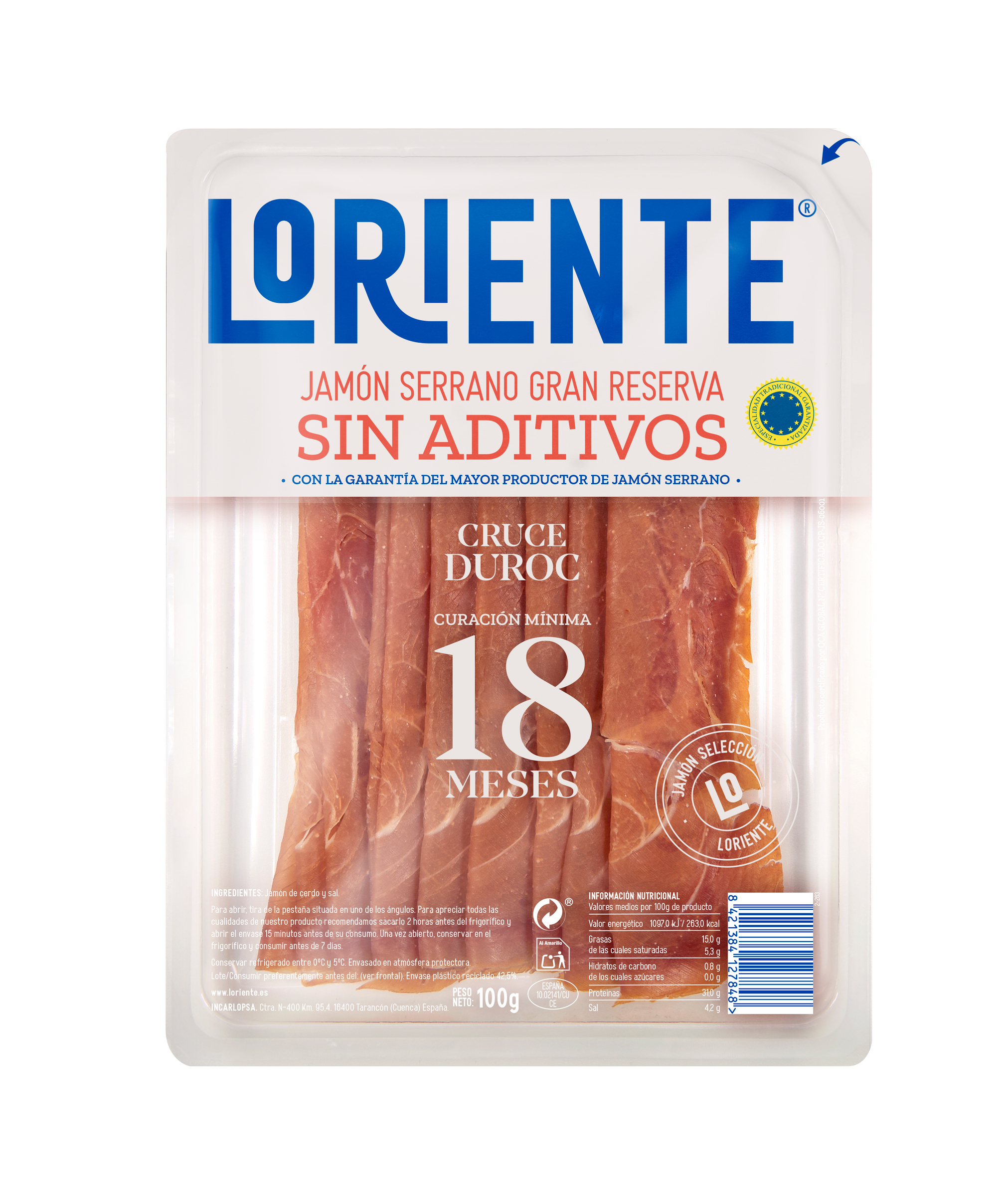 Jamón serrano gran reserva sin aditivos Loriente 100g | Ahorramas