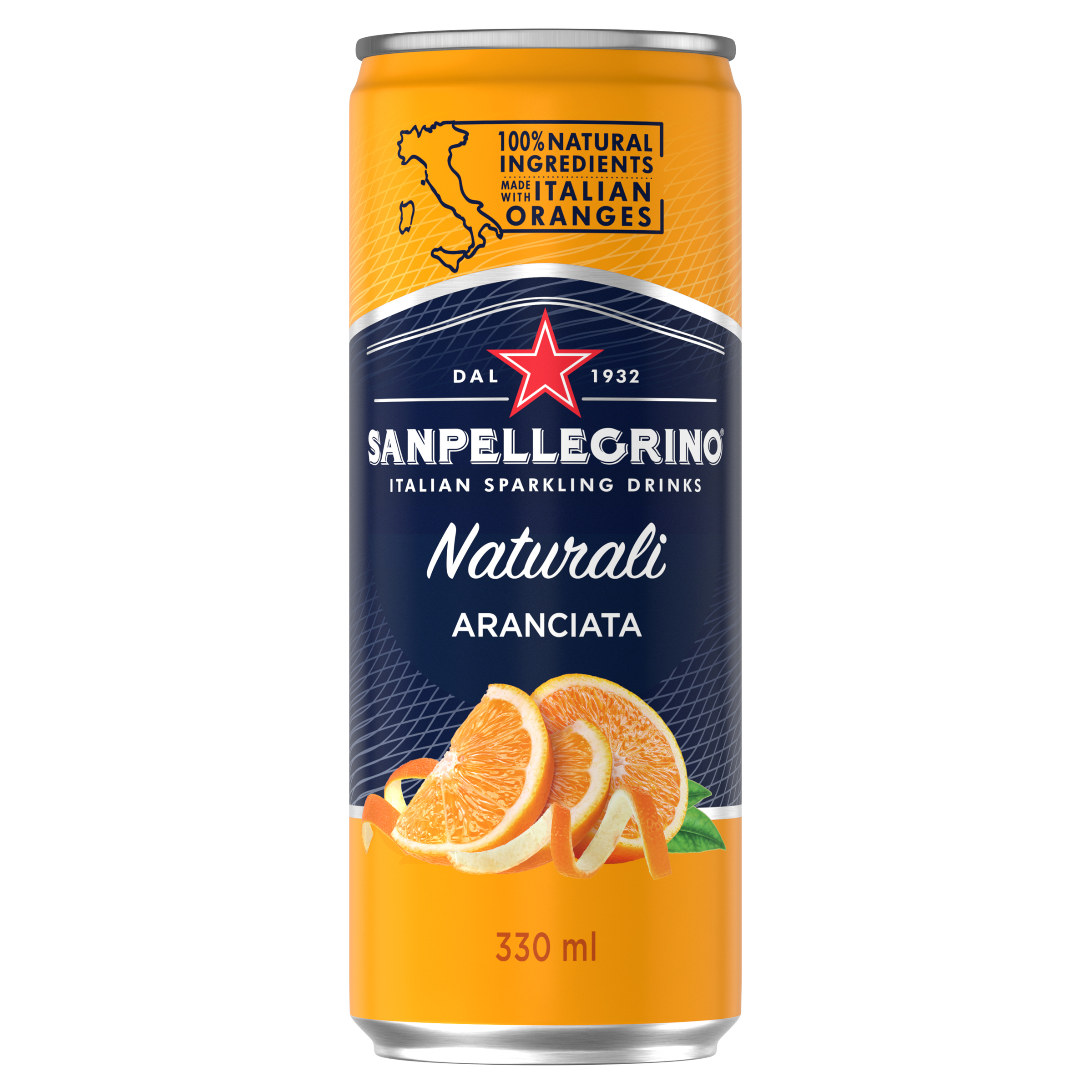 Agua con gas San Pellegrino Naturali Refresco Naranja lata 330ml ...