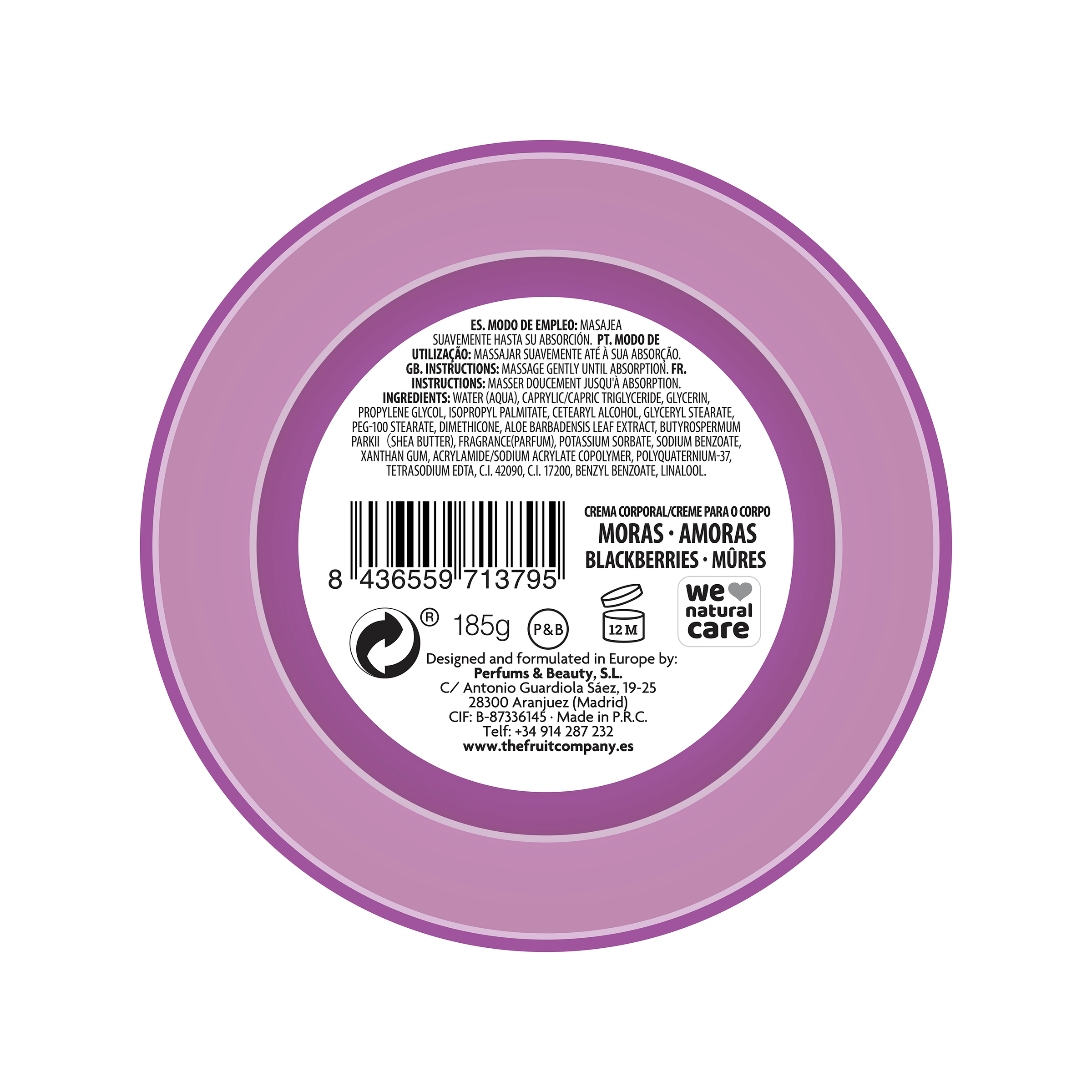 Crema Corporal The Fruit Company 185G Moras | Ahorramas