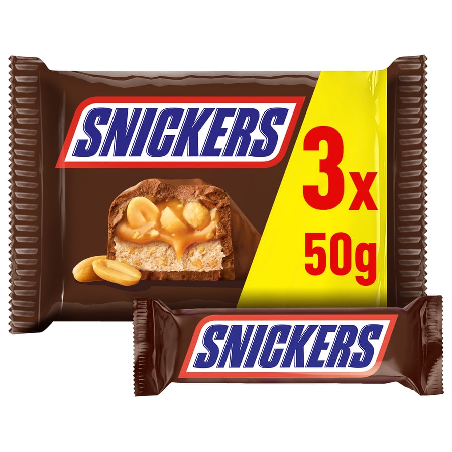 Chocolatina Snickers 3 unidades x 50g | Ahorramas