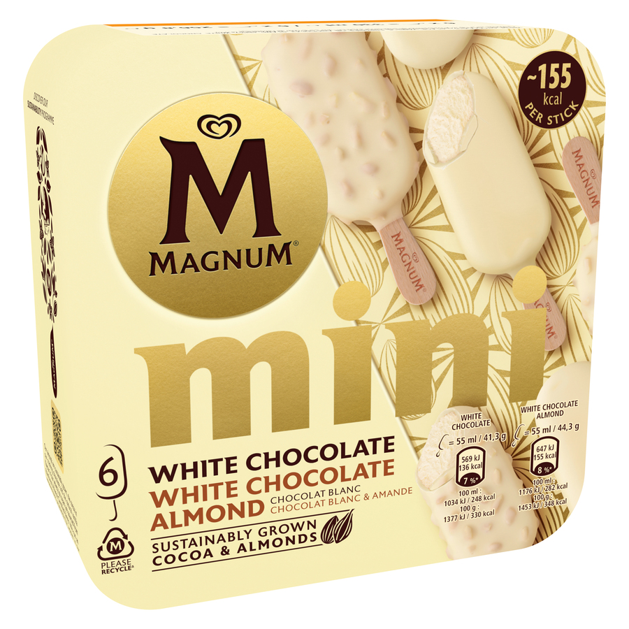 Helado Magnum mini chocolate blanco 6 uds | Ahorramas