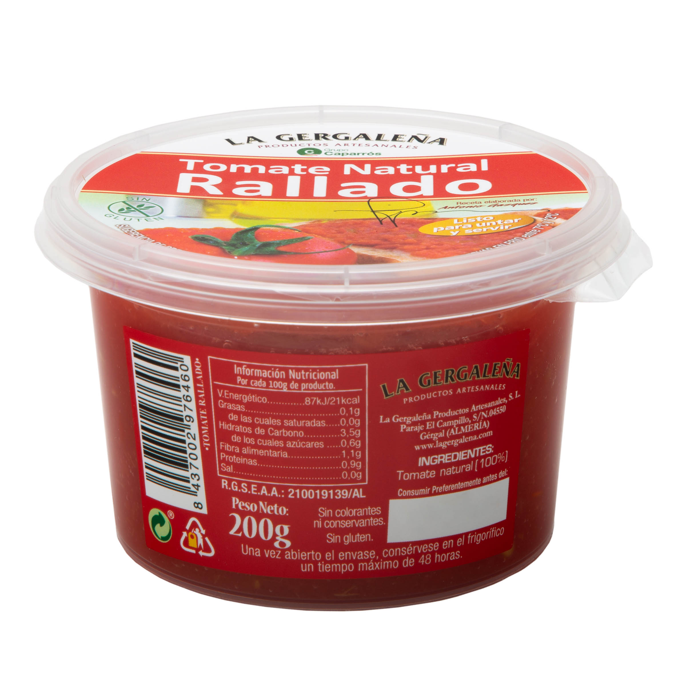 Tomate natural rallado La Gergaleña 200g | Ahorramas