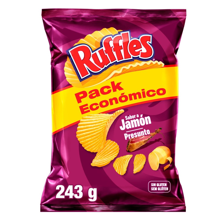 Patatas fritas onduladas sabor jamón Ruffles 243g | Ahorramas