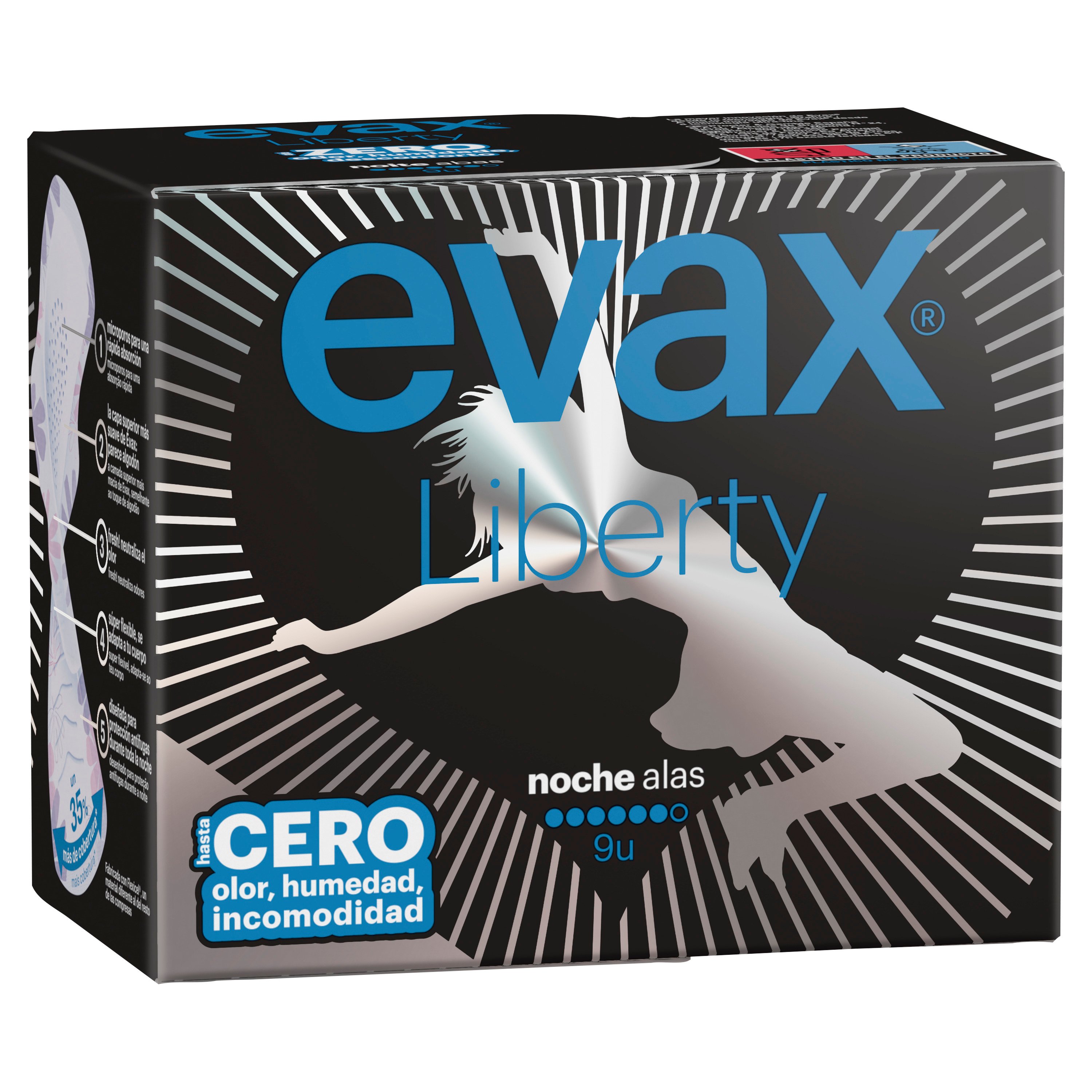 Compresas con alas liberty Evax 9 uds noche | Ahorramas