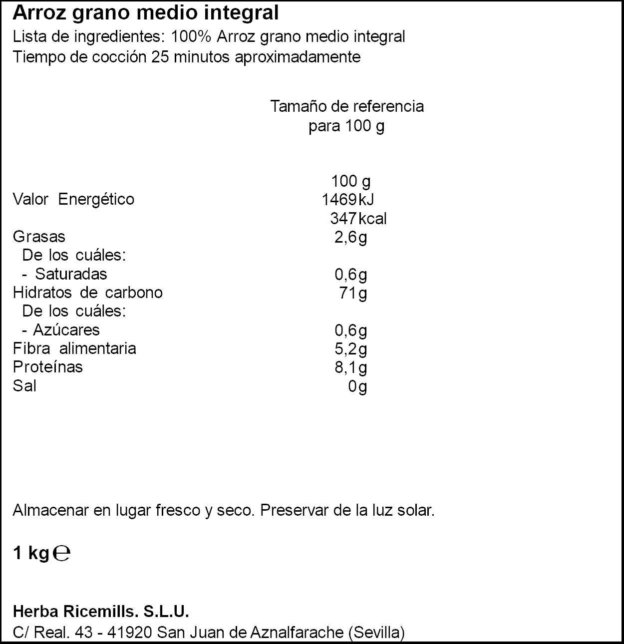 Arroz integral Sos 1kg | Ahorramas
